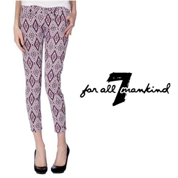 7 For All Mankind | Jeans | 7famk Guinevere Purple Ikat Cropped Jeans ...
